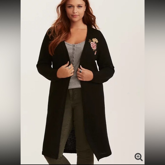 torrid | Sweaters | Torrid Embroidered Duster Cardigan | Poshmark